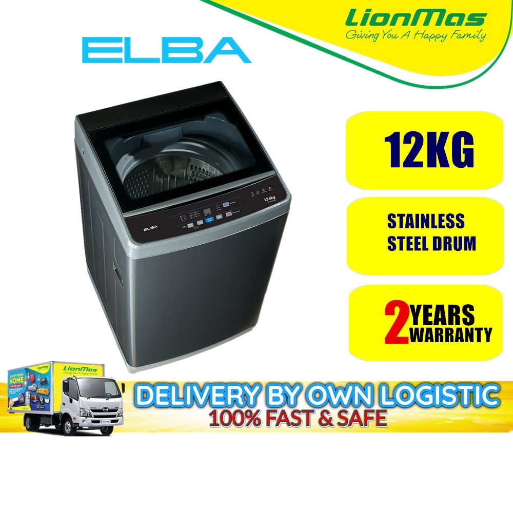ELBA 12KG Top Loading Fully Automatic Washing Machine EWT-N1287D(GR) | Shopee Malaysia