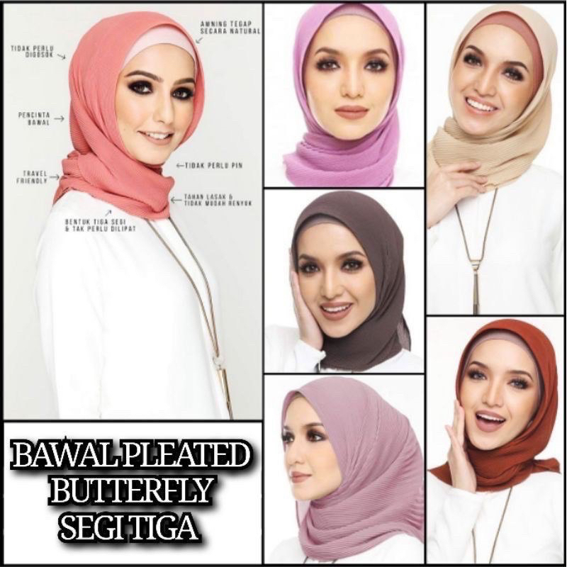 🔥SALE🔥 BAWAL PREMIUM PLEATED BIDANG 45 "BUTTERFLY" TIGA SEGI | Shopee ...
