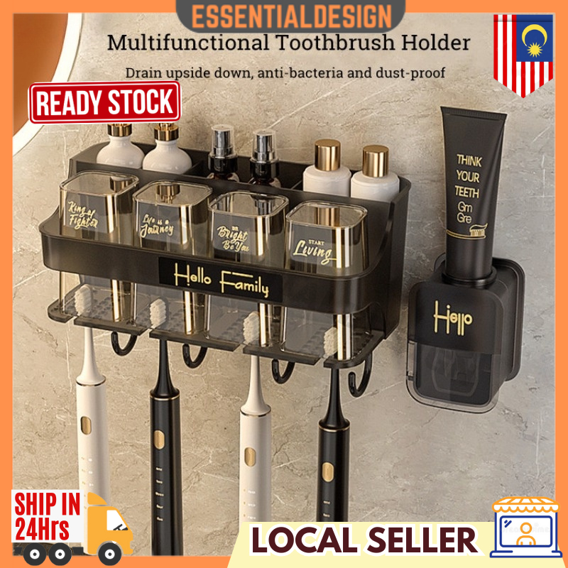 4 SLOTS Toothbrush Holder Bathroom Wall Mount Storage Tooth Brush Rack ...