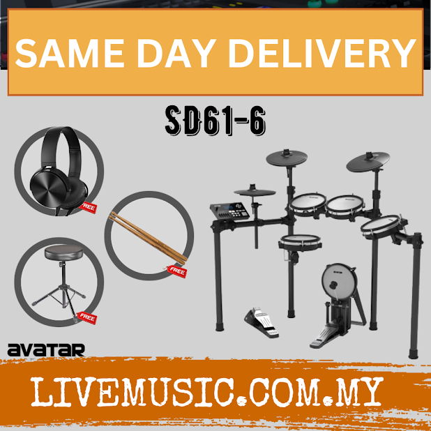 Avatar SD61-6 8-Piece Mesh Kit Electric Drum Set With Drum Throne ...