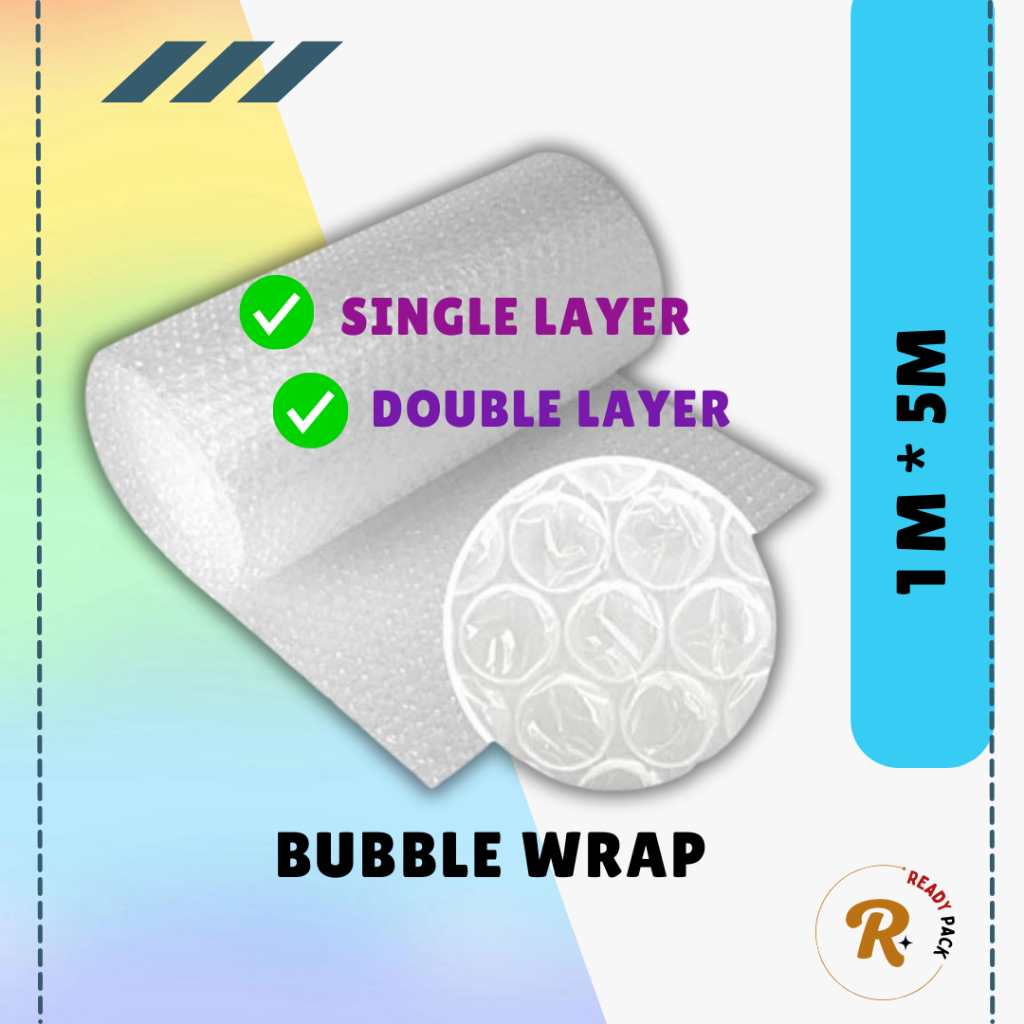 Bubble Wrap Single Layer / Double Layer 1Mx1M / 1M x 5M | Shopee Malaysia