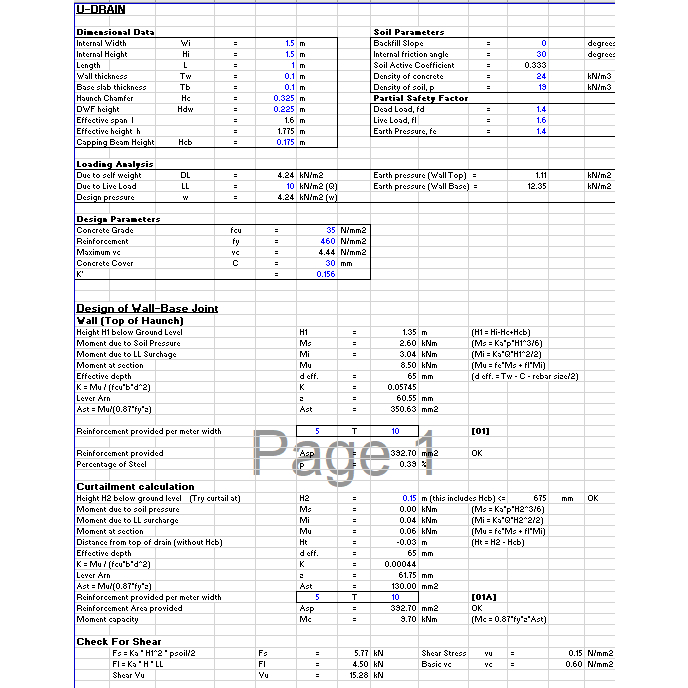 U-Drain Design Calculation Excel Spreadsheet | Shopee Malaysia