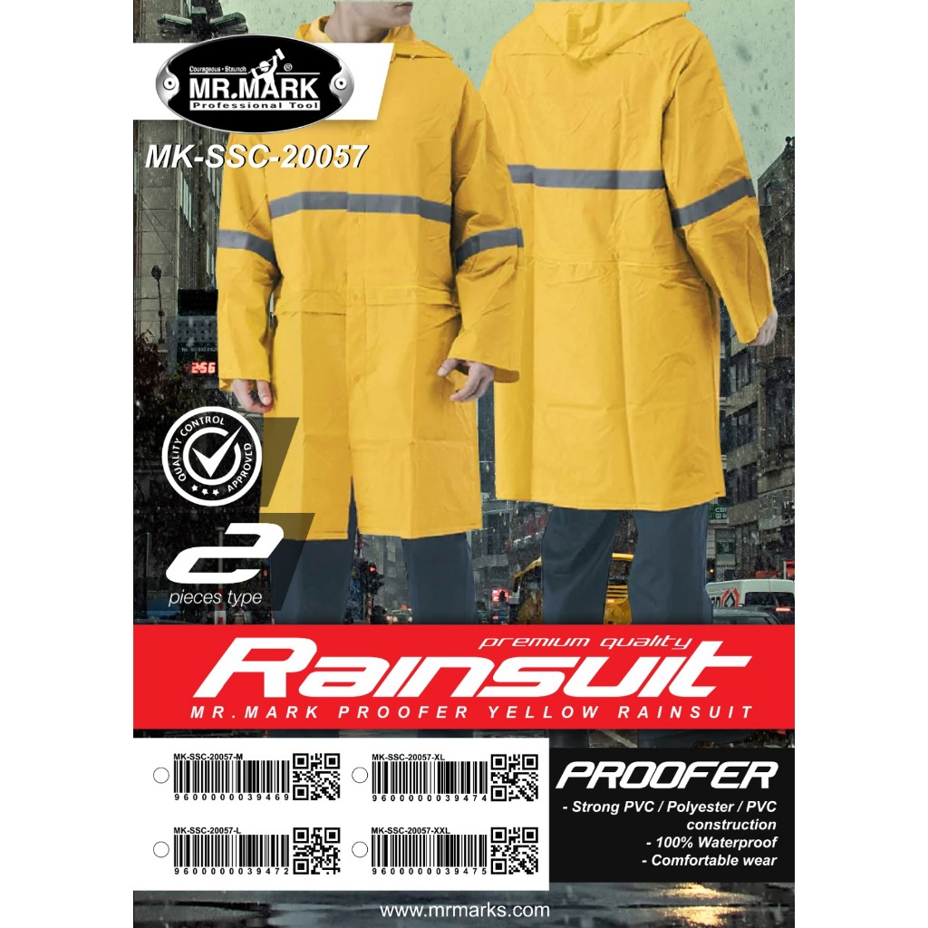 MR MARK 1PCS TYPE PRO RAINSUIT WITH FULL REFLEXTIVE STRIP(YELLOW) [MK-SC-20057] | Shopee Malaysia