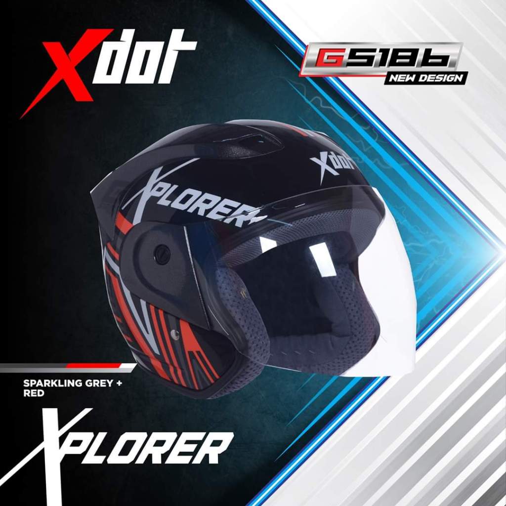 XDOT G518B OPEN FACE SIRIM HELMET (with clear visor) | Shopee Malaysia