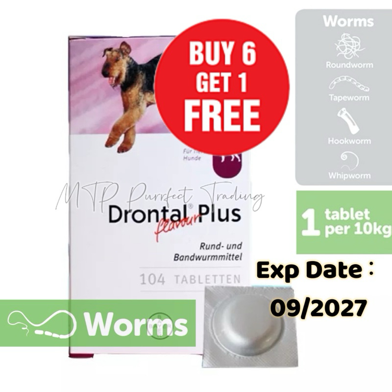 MTP Drontal Plus【Buy 6 Free 1】1pc Deworm for Dog Cat Ubat Cacing untuk ...