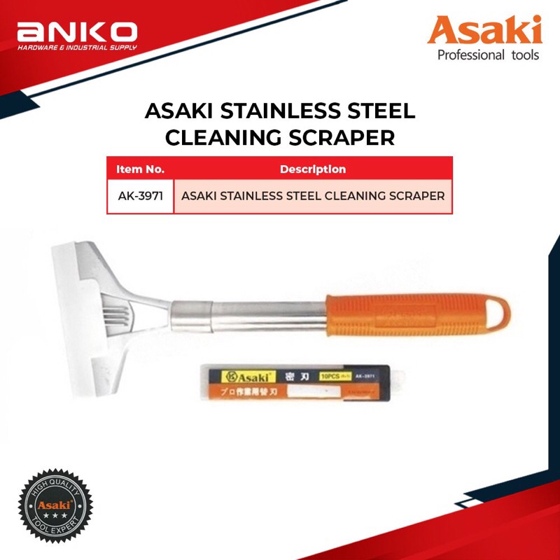 ASAKI STAINLESS STEEL CLEANING SCRAPER | Shopee Malaysia