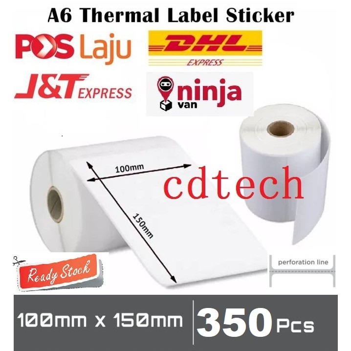 A6 Shopee / Lazada Airway Waybill Thermal Paper Shipping Label 100mm X ...