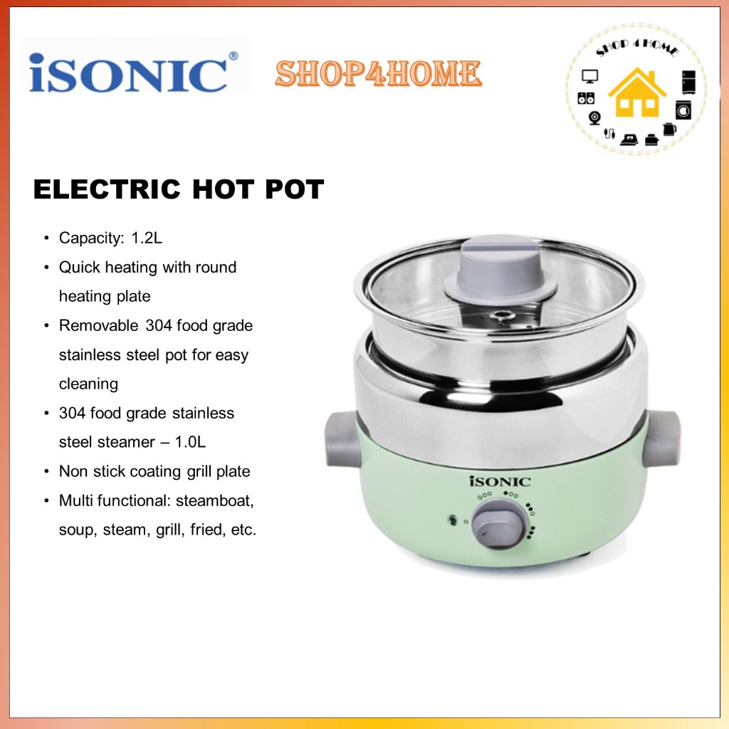 Isonic Electric Hot Pot STEAMER GRILL IMC-HP1200 MULTI COOKER | Shopee ...