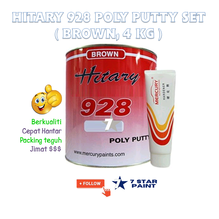 Mercury Hitary 928 Poly Putty 4kg Simen Besi Tampal Body Bodi Kereta ...