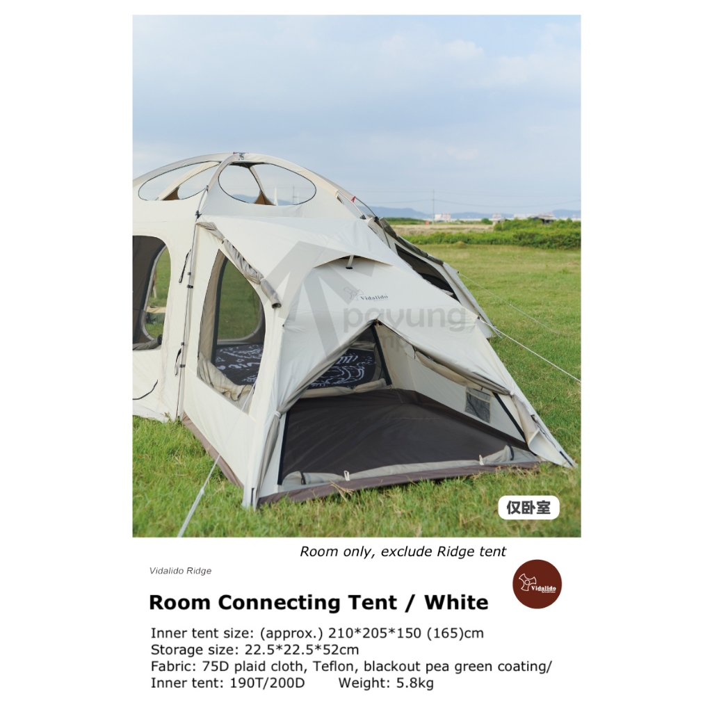 VIDALIDO Ridge Tent Tear-Proof Fire-Proof Connecting Modular Camping ...