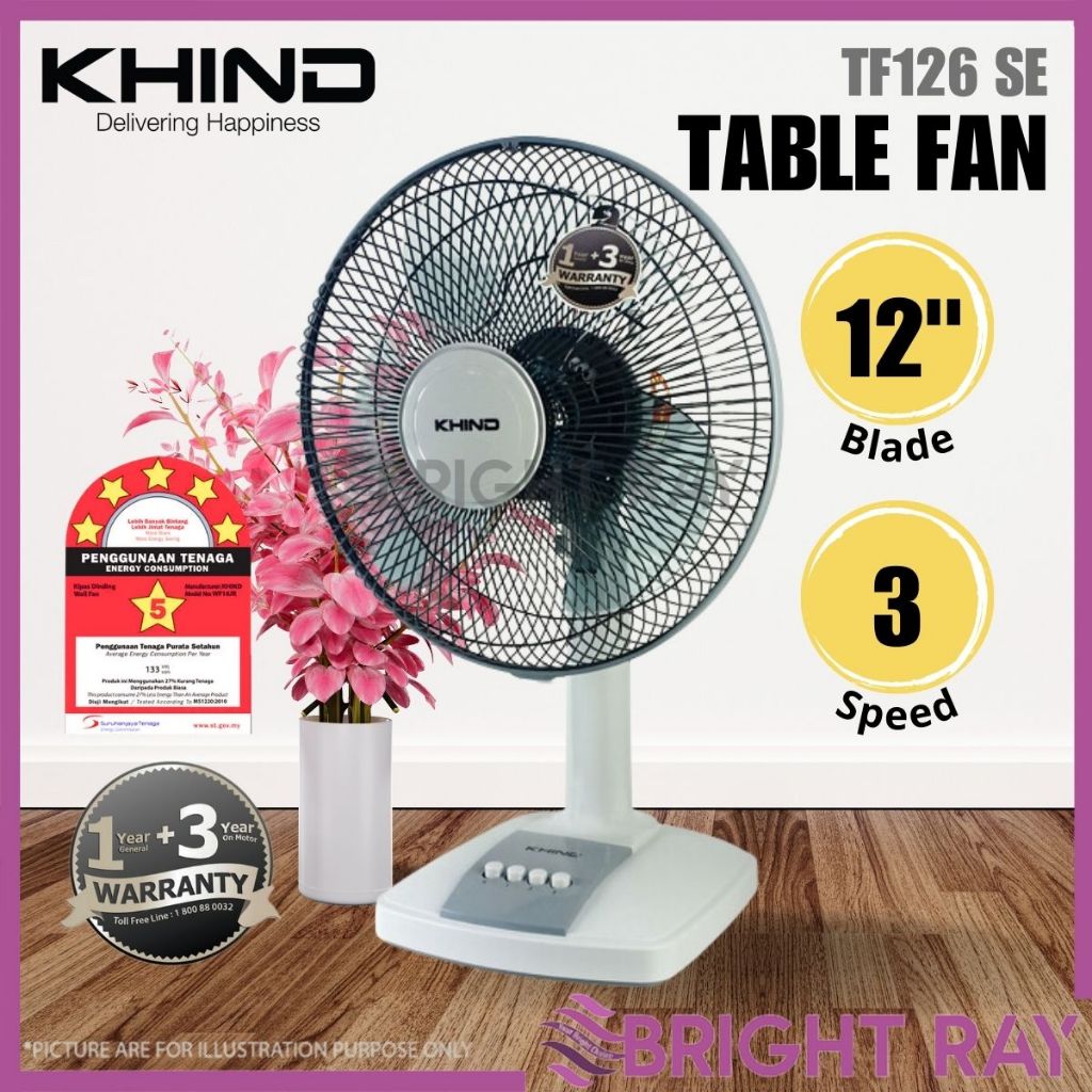 KHIND TF126-SE 12" Table Fan Special Edition Portable Fan 3 Control ...
