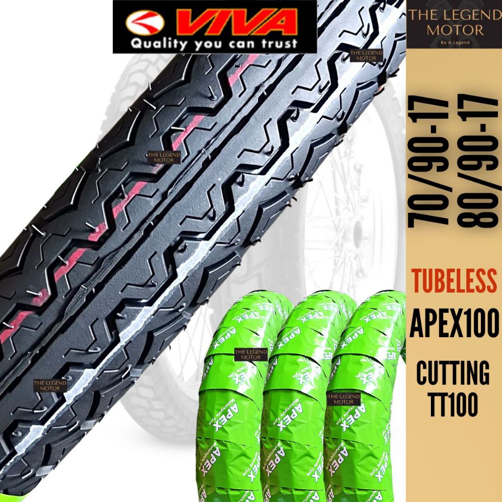 APEX Tayar 17 Tyre Tubeless 70/90-17 80/90-17 Cutting TT100 TT Made In ...