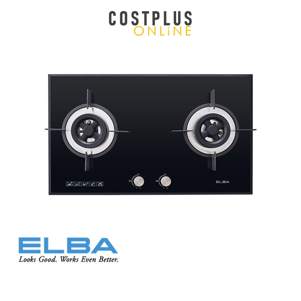ELBA EGH-M8442G(BK) 2 Burners Glass Stove 5.0kW High Quality Tempered ...