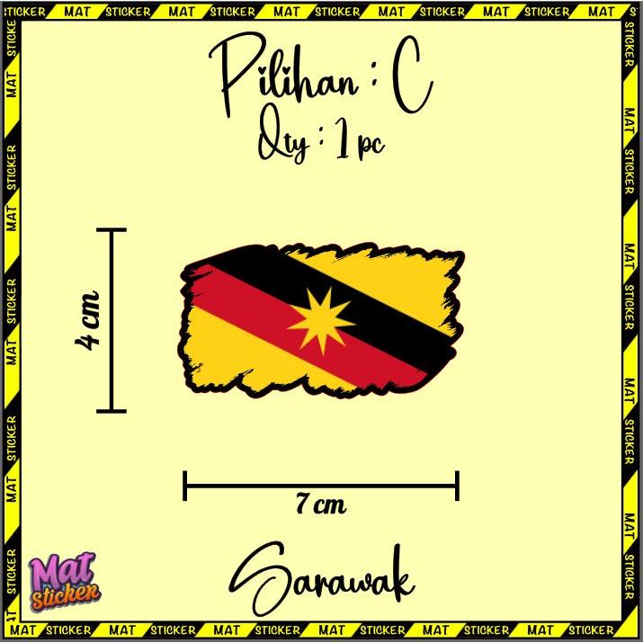 STIKER BENDERA NEGERI DI MALAYSIA - BRUSH STYLE SARAWAK | Shopee Malaysia