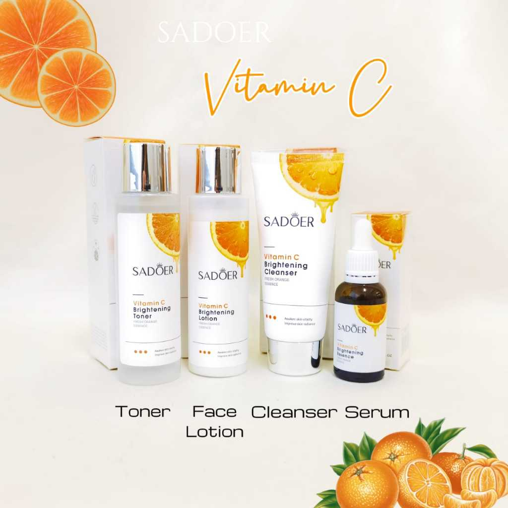 SADOER 4 IN 1 Vitamin C Brightening Skin Care Set Cleanser/Toner/Serum ...