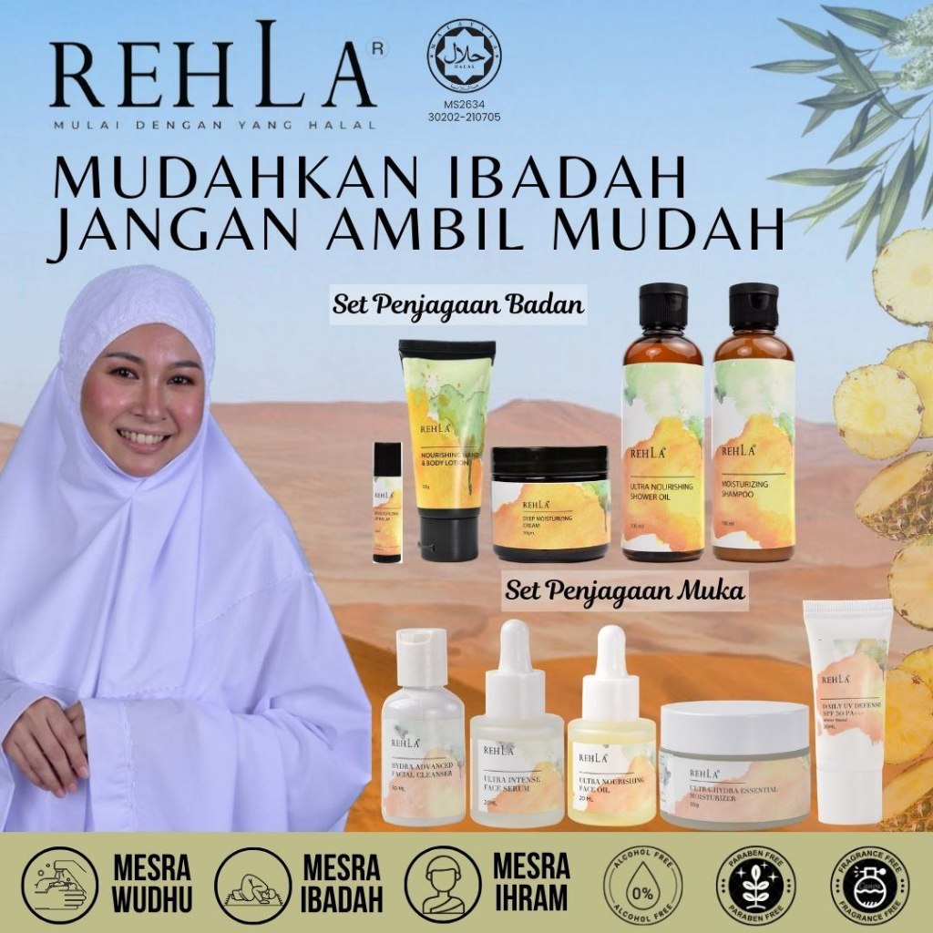 Kosmetik REHLA Natural Skincare Set Sah ihram Set Umrah Dari Ekstrak ...