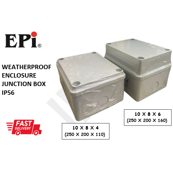 EPI 10X8X4 & 10X8X6 WEATHERPROOF IP56 PVC ENCLOSURE JUNCTION BOX ...