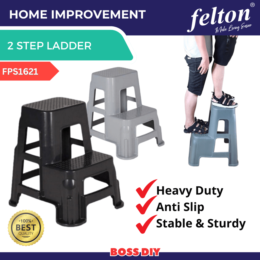 FELTON Heavy Duty Plastic Step Chair Ladder/Tangga Plastik FPS 1621 ...