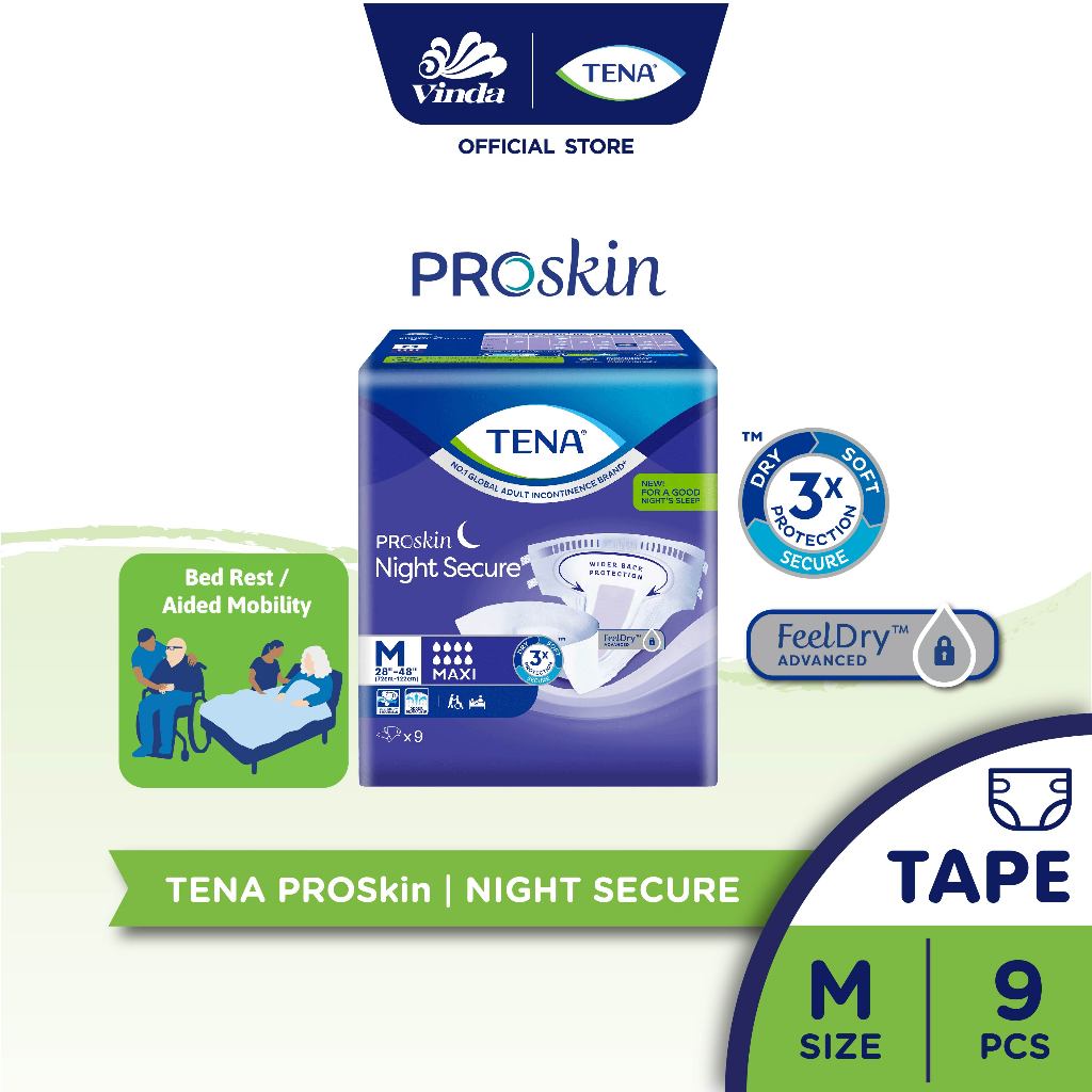 TENA PROskin Night Secure Adult Diaper M (9s) / L (8s) | Shopee Malaysia