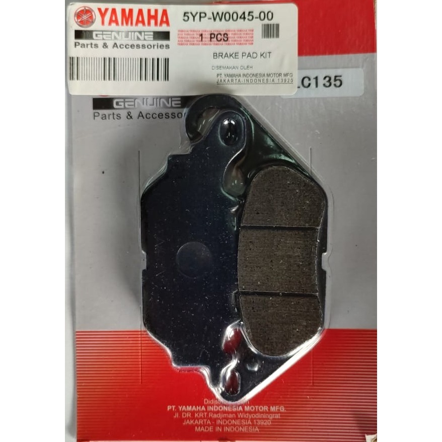 YAMAHA DISC BRAKE PAD FRONT/REAR ORIGINAL MADE IN INDONESIA (5YP-W0045 ...