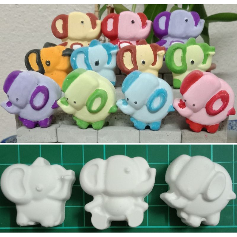 Gypsum Painting Plaster Dolls Diy Mini Elephant Plaster Painting Diy ...
