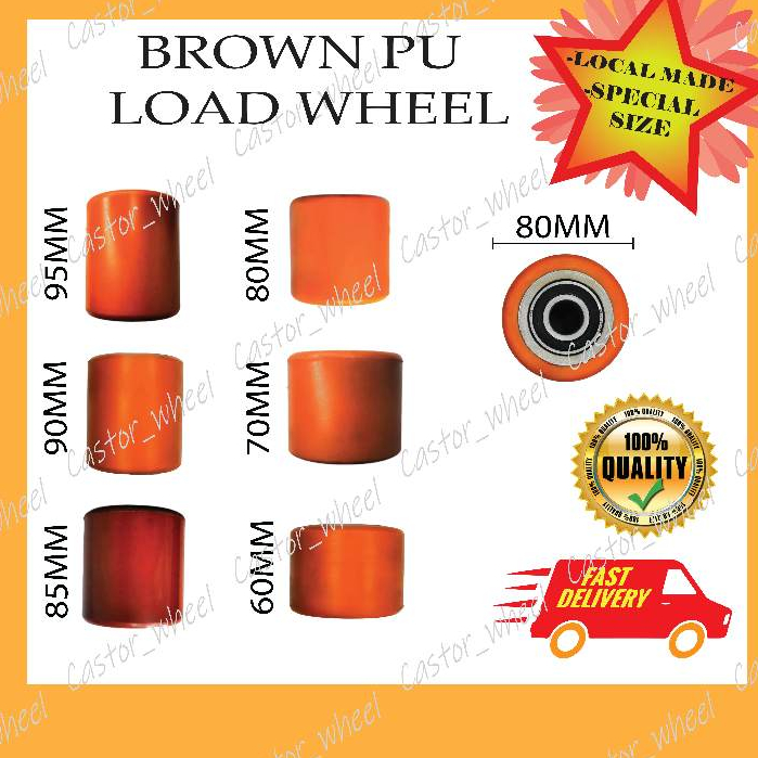 BROWN LOAD WHEEL/ HAND PALLET TRUCK / PU LOAD WHEEL C/W BEARING / PU ...