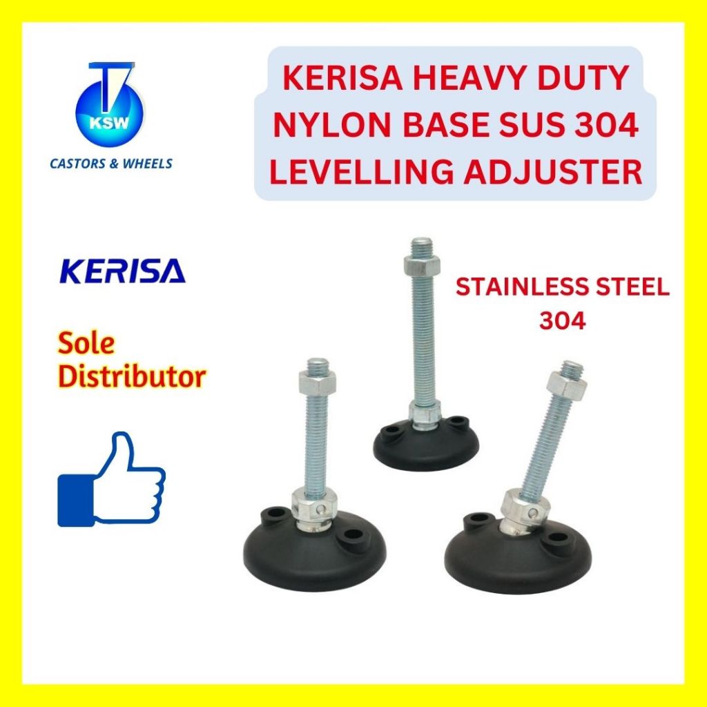KERISA HEAVY DUTY SUS 304 LEVELING ADJUSTER STAND NYLON BASE FLOOR ...