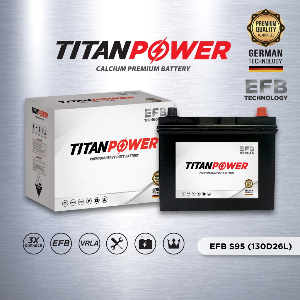 TITANPOWER EFB S95 (130D26L) MAINTENANCE FREE BATTERY | Shopee Malaysia