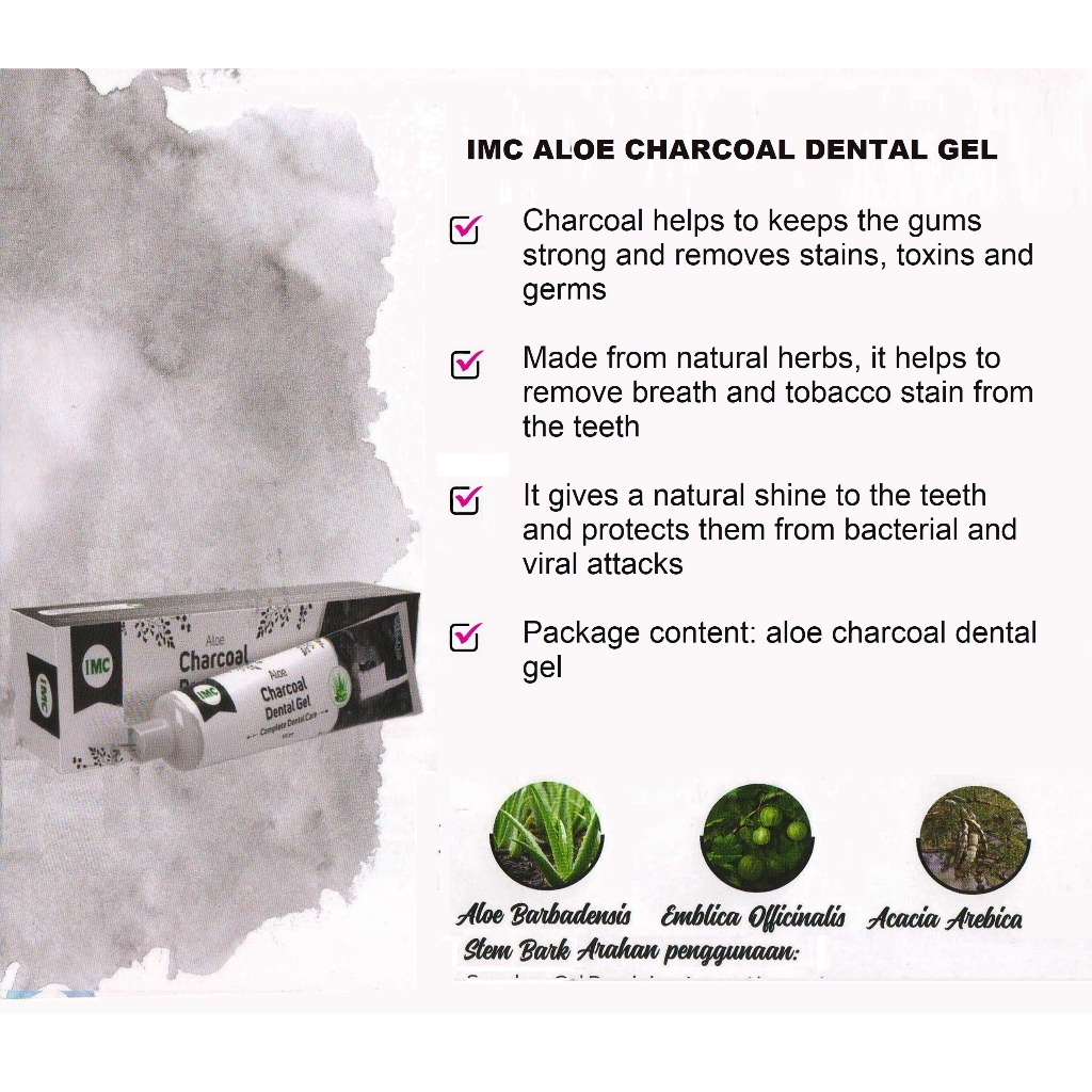 IMC ALOE CHARCOAL DENTAL GEL 100G IMC krim pergigian arang aloe 100G ...