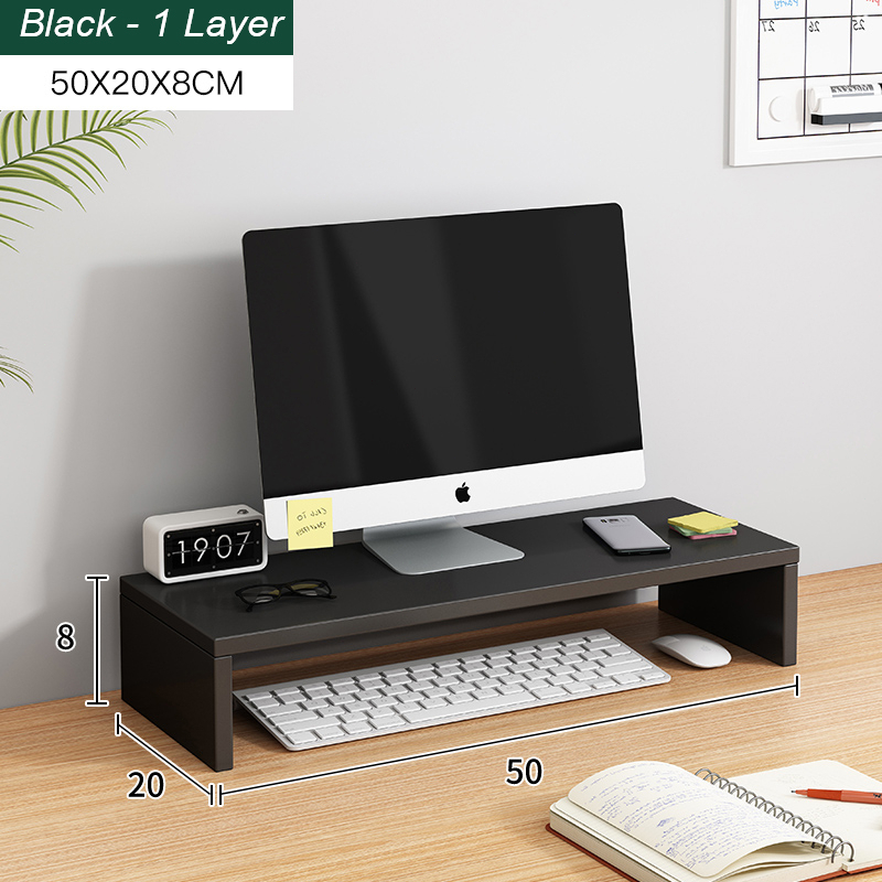 Computer Monitor Rack Drawer Wood Desktop Shelf 1/2 Layer Screen ...