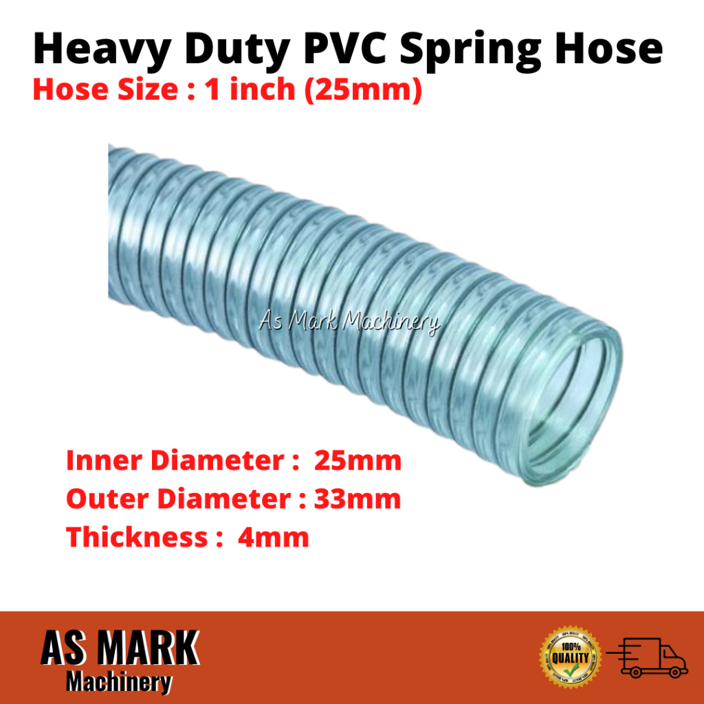 ** Price Per Meter** Heavy Duty PVC Spring Hose Size 1" (25mm) & Size 1 ...