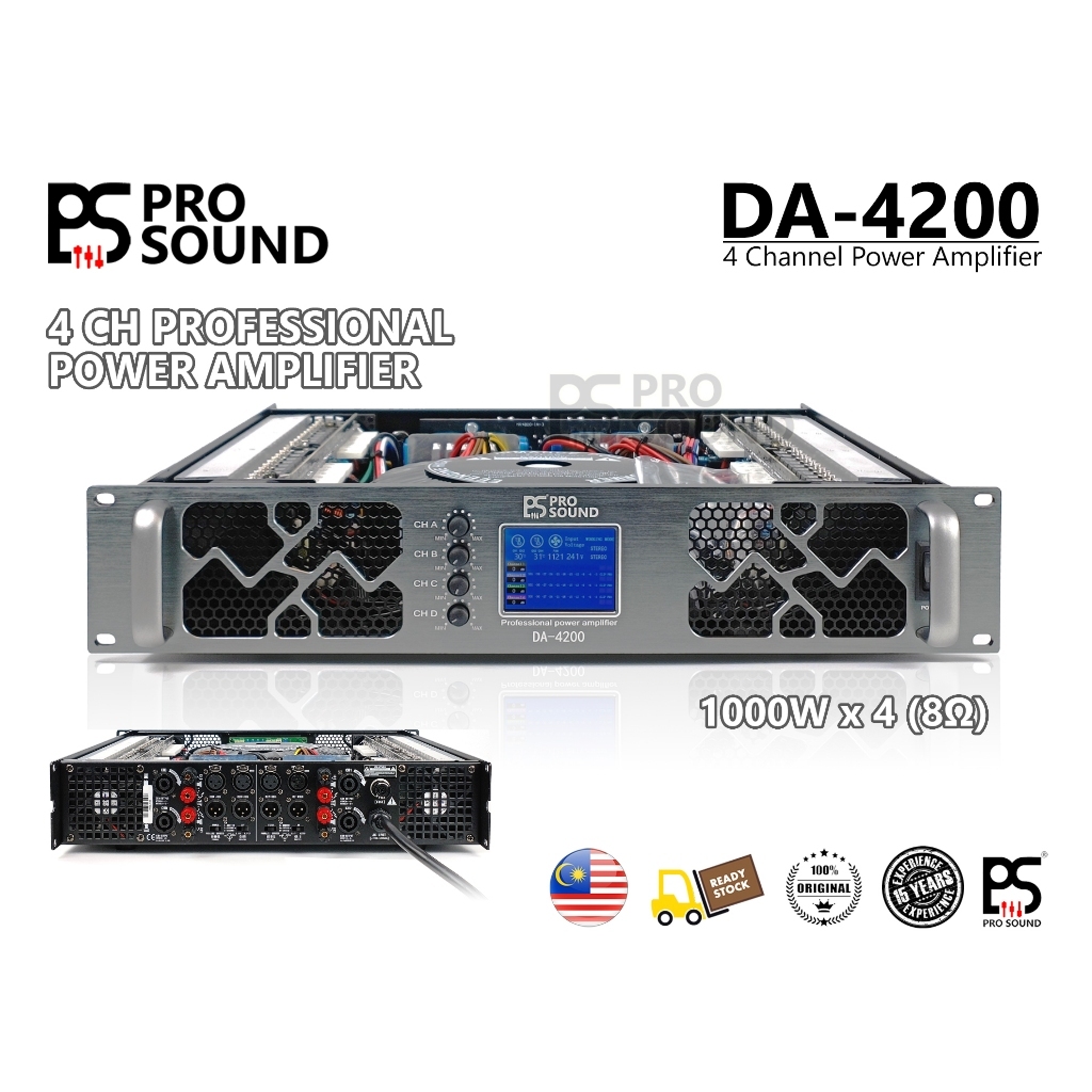 PS Pro Sound TD-4200 / DA-4200 Professional 4 channel Power Amplifier (4x1000W) 8ohm Power ...