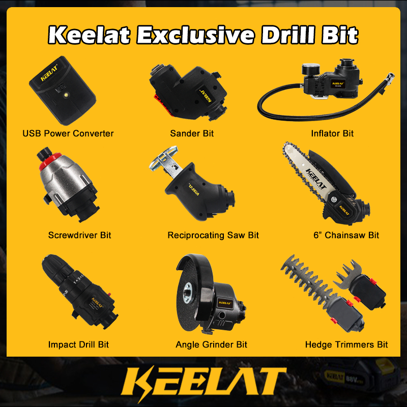 KEELAT 9 in 1 Exclusive Impact Drill Set Alat Ganti Detachable Tool ...