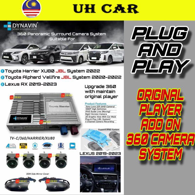 (DYNAVIN 360CAMERA) Toyota Vellfire Alphard ANH30 AGH30 JBL Harrier ...