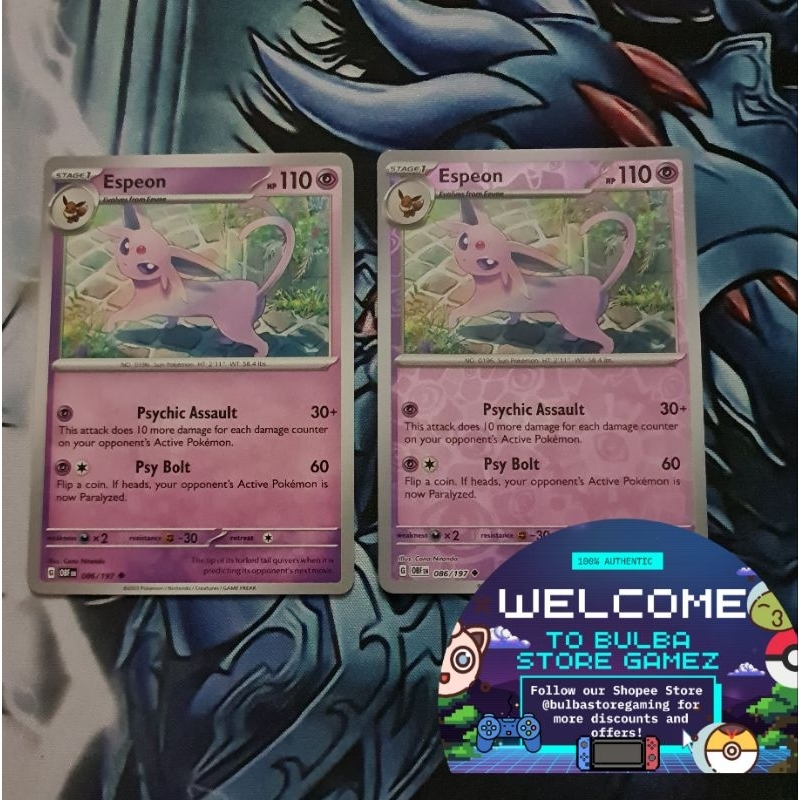 Espeon 086/197 Normal Art NA / Reverse Holo RH SV03 Obsidian Flames Pokémon TCG Card Game ...