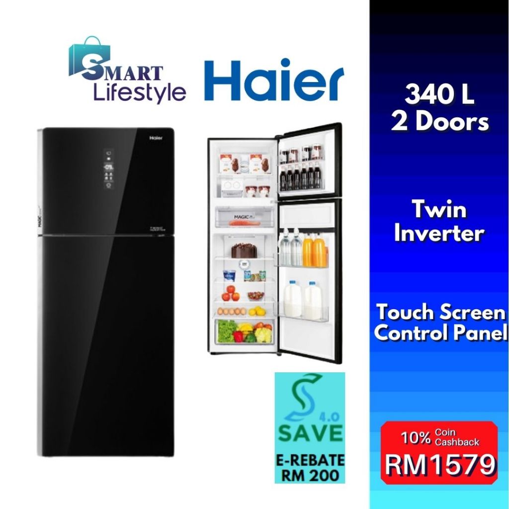 《Save 4.0》Haier 2 Doors Top Mount Refrigerator 340L With Touch Screen ...
