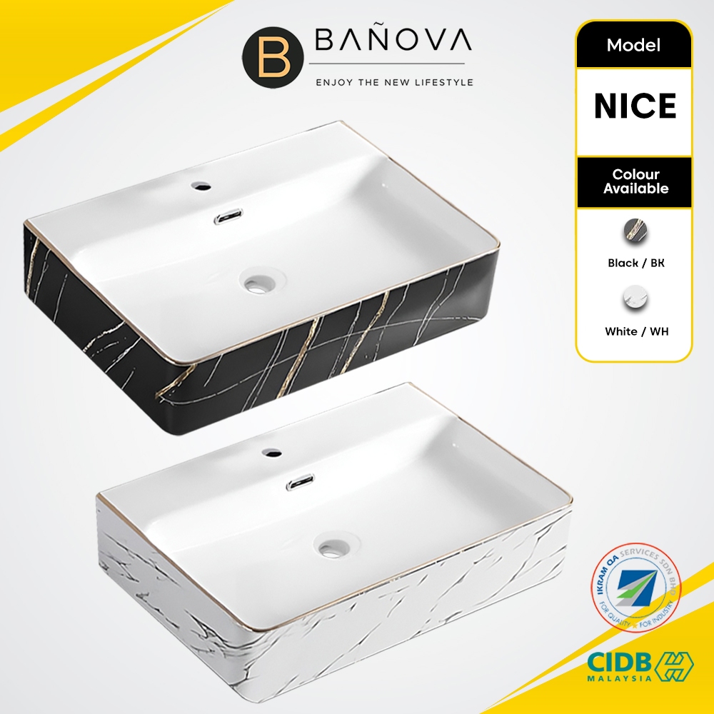 BANOVA Artistic Nice Basin Bathroom Top Basin Toilet Basin Ceramic & Table Top Wash Basin (Basin ...