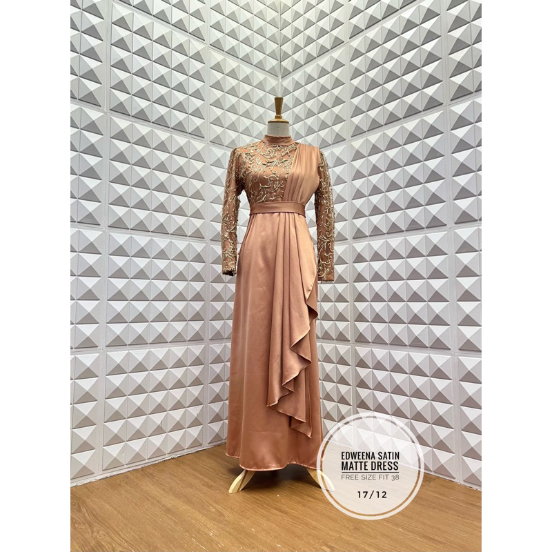 Edweena Satin Matte Long Dress | Shopee Malaysia