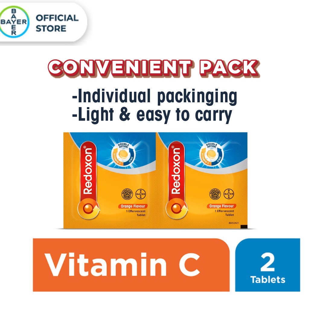 Redoxon Double Action Effervescent Orange Tablets Convenient Pack (2's ...