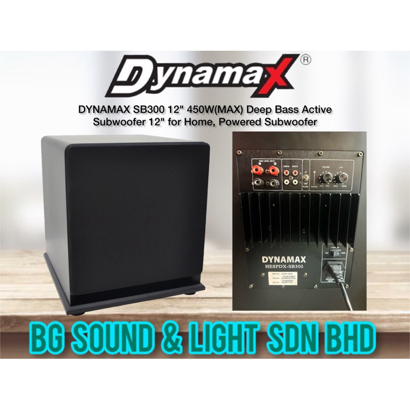 DYNAMAX SB300 12" 450W(MAX) Deep Bass Active Subwoofer 12" for Home, Powered Subwoofer ( PER ...