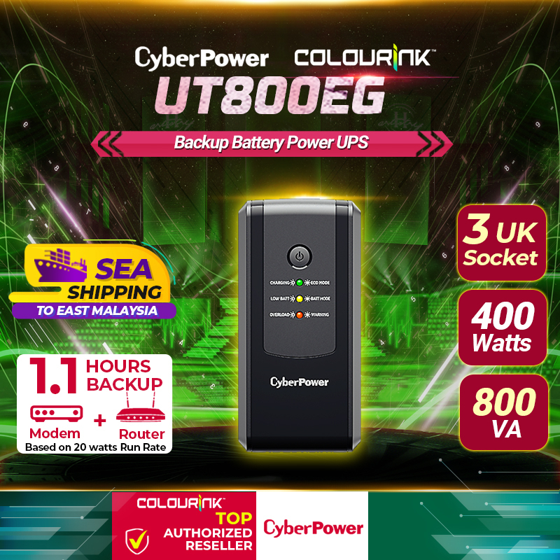CyberPower UT800EG 800va 400w UPS Power Backup Battery Supply with AVR ...