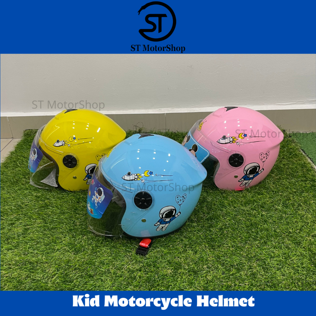 Helmet Budak Kids Motorcycle Helment Half Face Topi Keledar Kanak-Kanak ...