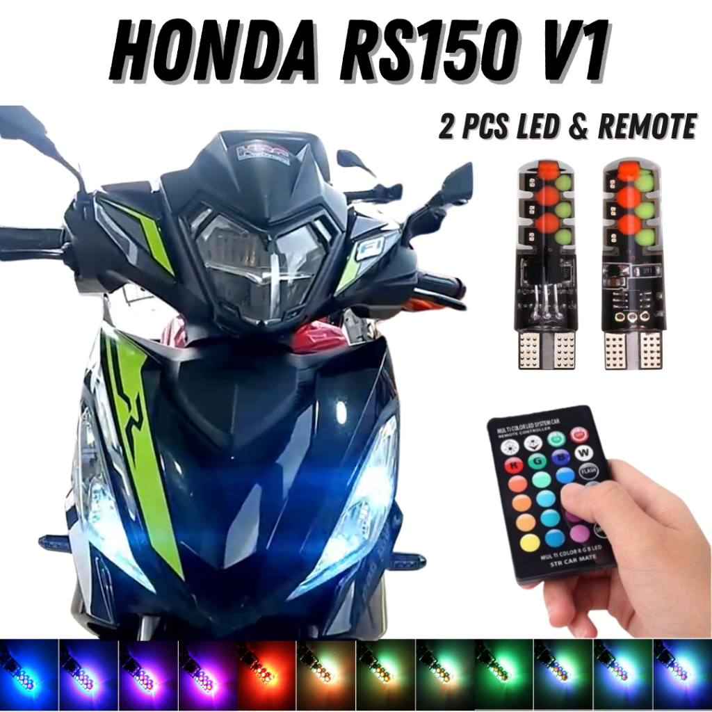 HONDA RS150 V1 T10 Head Bulb RGB LED Remote Control Multi Color COB ...