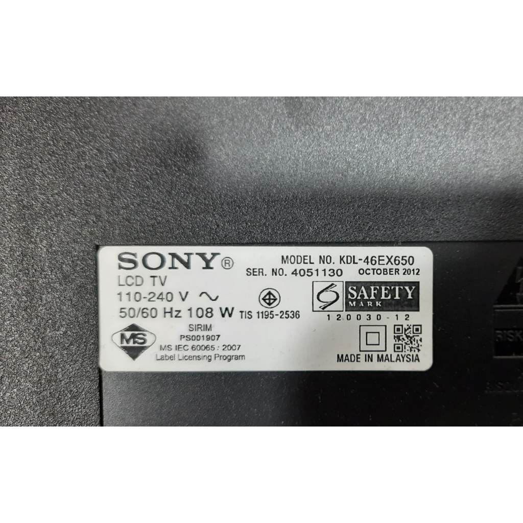 SONY KDL-46EX650 ORIGINAL MAINBOARD, POWERBOARD, SPEAKER | Shopee Malaysia