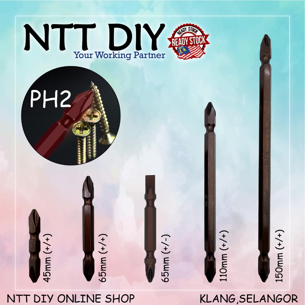 NTT DIY PH2 Hex Shank Philips Head Screw Bit for Screw Driving for ...
