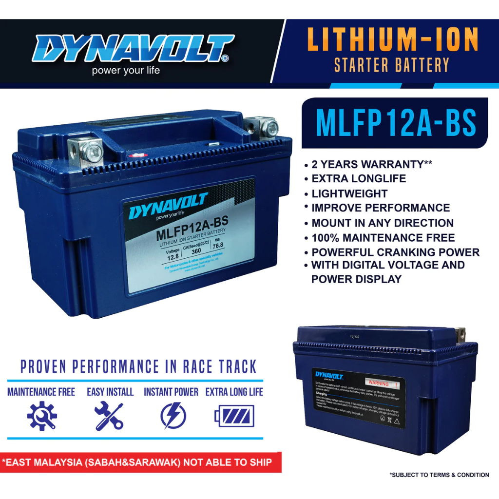 Dynavolt Lithium Ion Battery MFLP14ZS (YT12A YTZ10S YTX12) | Shopee Malaysia