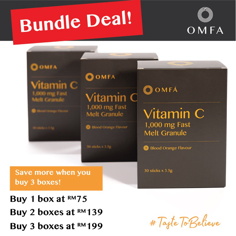 OMFA Vitamin C 1,000mg Fast Melt Granule (Made in Germany) | Shopee ...