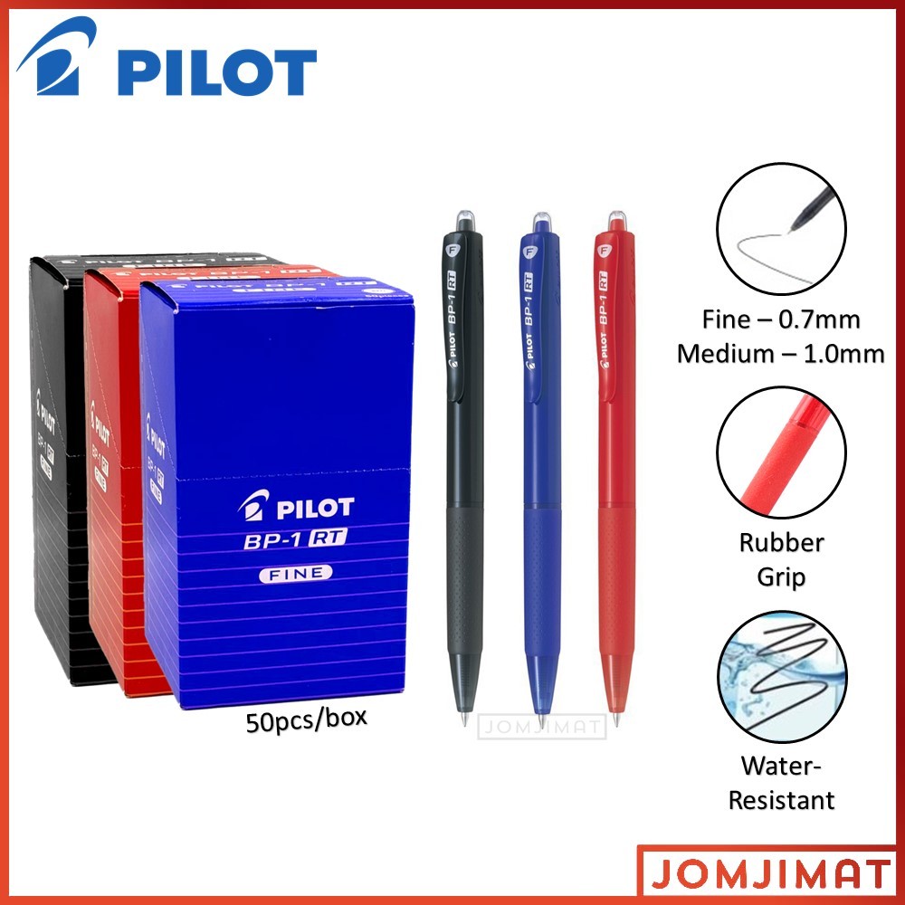 Pilot BP-1RT Ball Pen 0.7mm (Fine) / 1.0mm (Medium) 50pcs/box / Pilot BP-1 RT Retractable Ball ...
