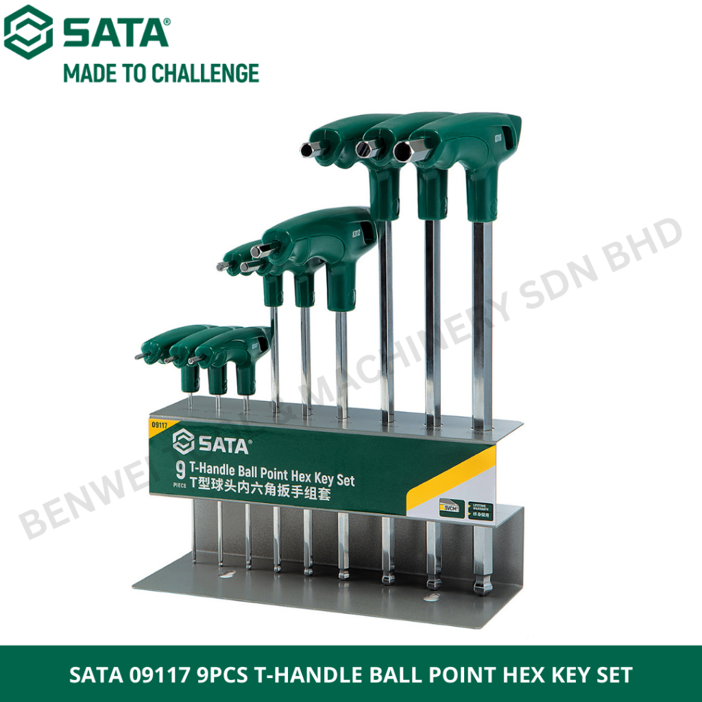 SATA 09117 9PCS T-HANDLE BALL POINT HEX KEY SET / 2MM 2.5MM 3MM 4MM 5MM ...