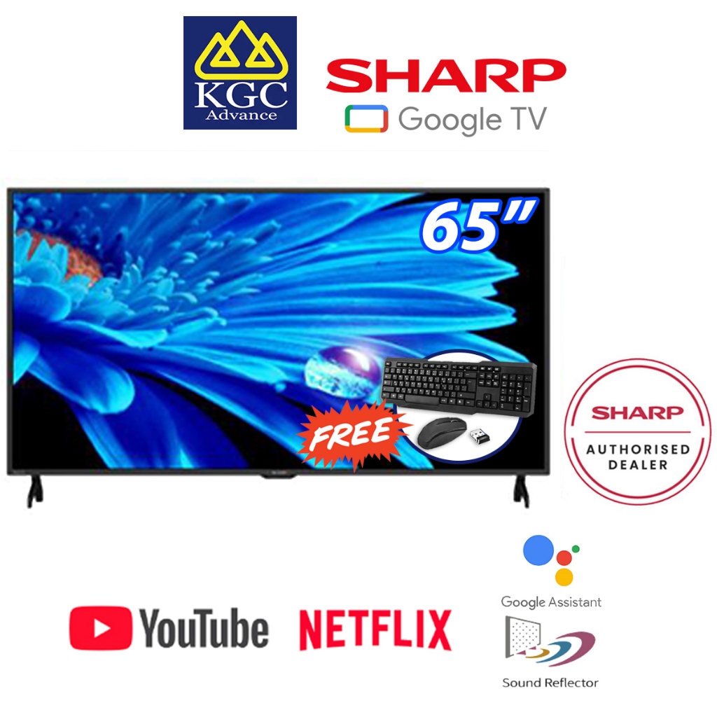Sharp 65" AQUOS 4K UHD Google TV 4TC65FK1X (Free Wireless Keyboard ...
